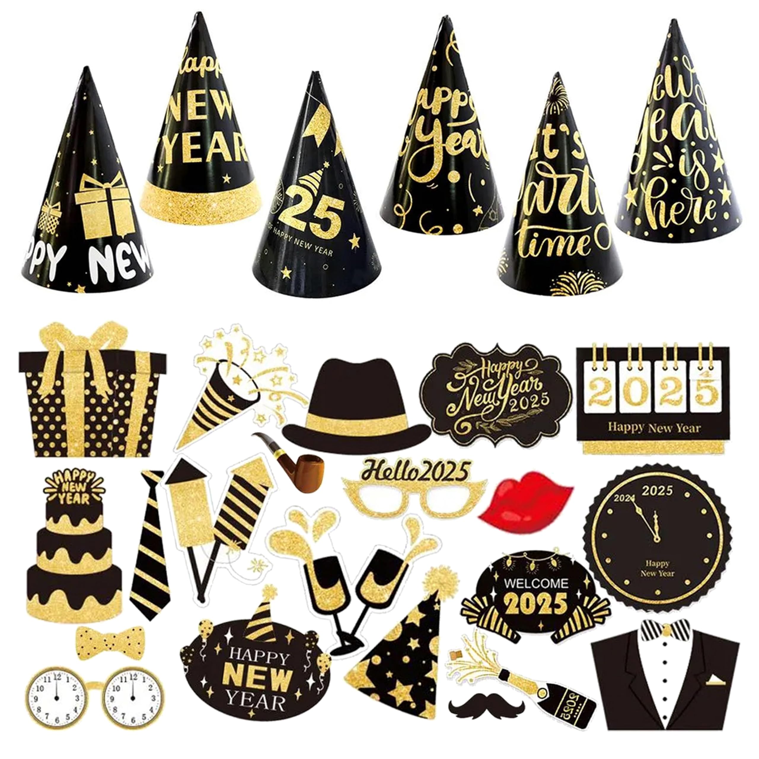 Amazon.com: New Years Hats 2025 and New Years Props Set - 27 Pieces ...