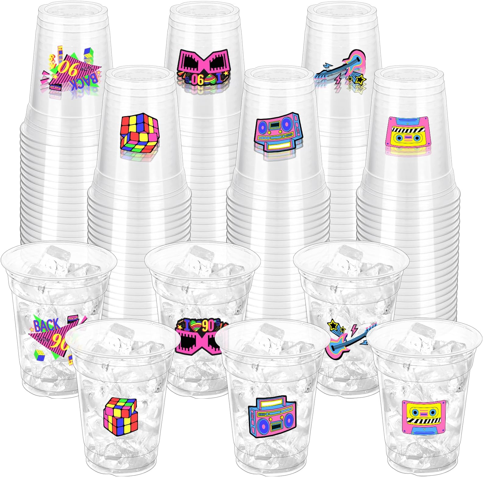 Amazon.com: Gold Plastic Clear Cups | 10 oz. 50 Pack | Disposable Party ...
