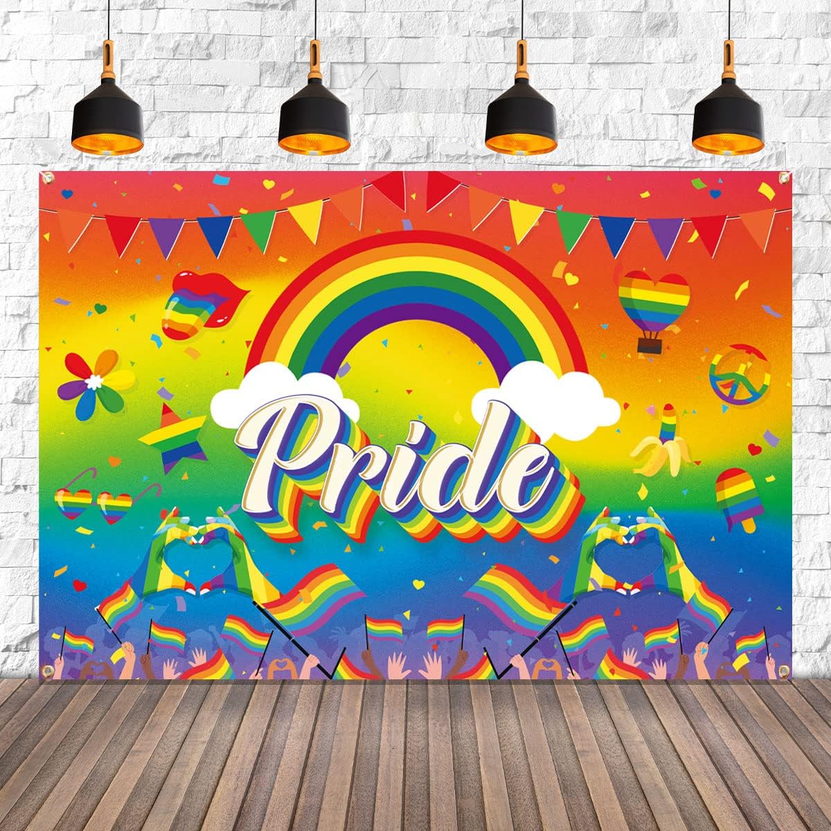 Amazon.com : Pride Decorations Backdrop Banner Happy Pride Month ...