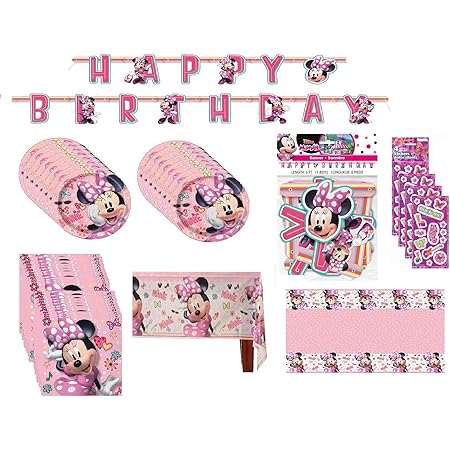 Minnie Mouse Happy Birthday Plates & Napkins Party Supplies - 9" Happy ...