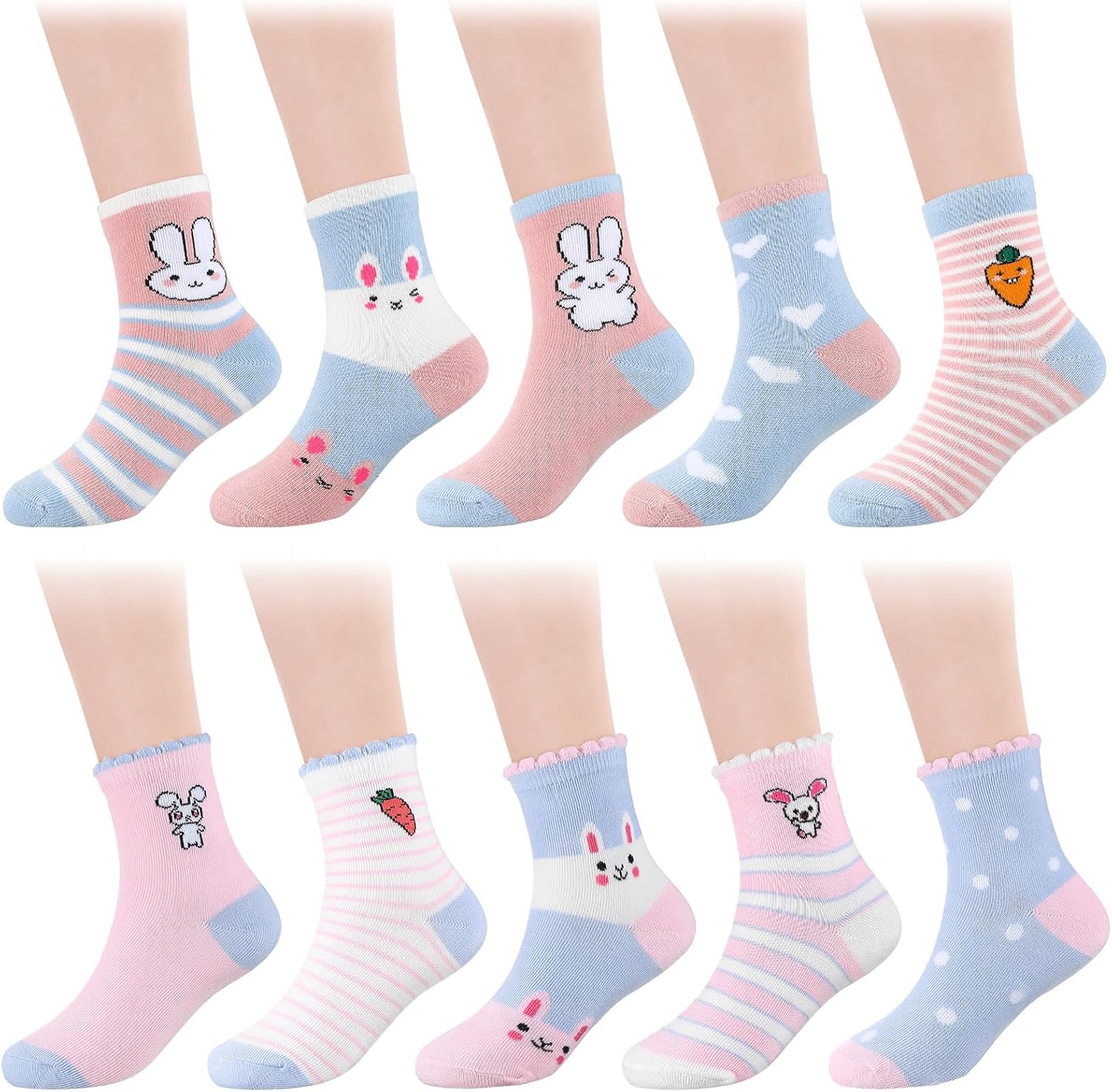 Amazon.com: Cozypower 10 Pairs Easter Socks Bulk with Bunny Rabbit ...