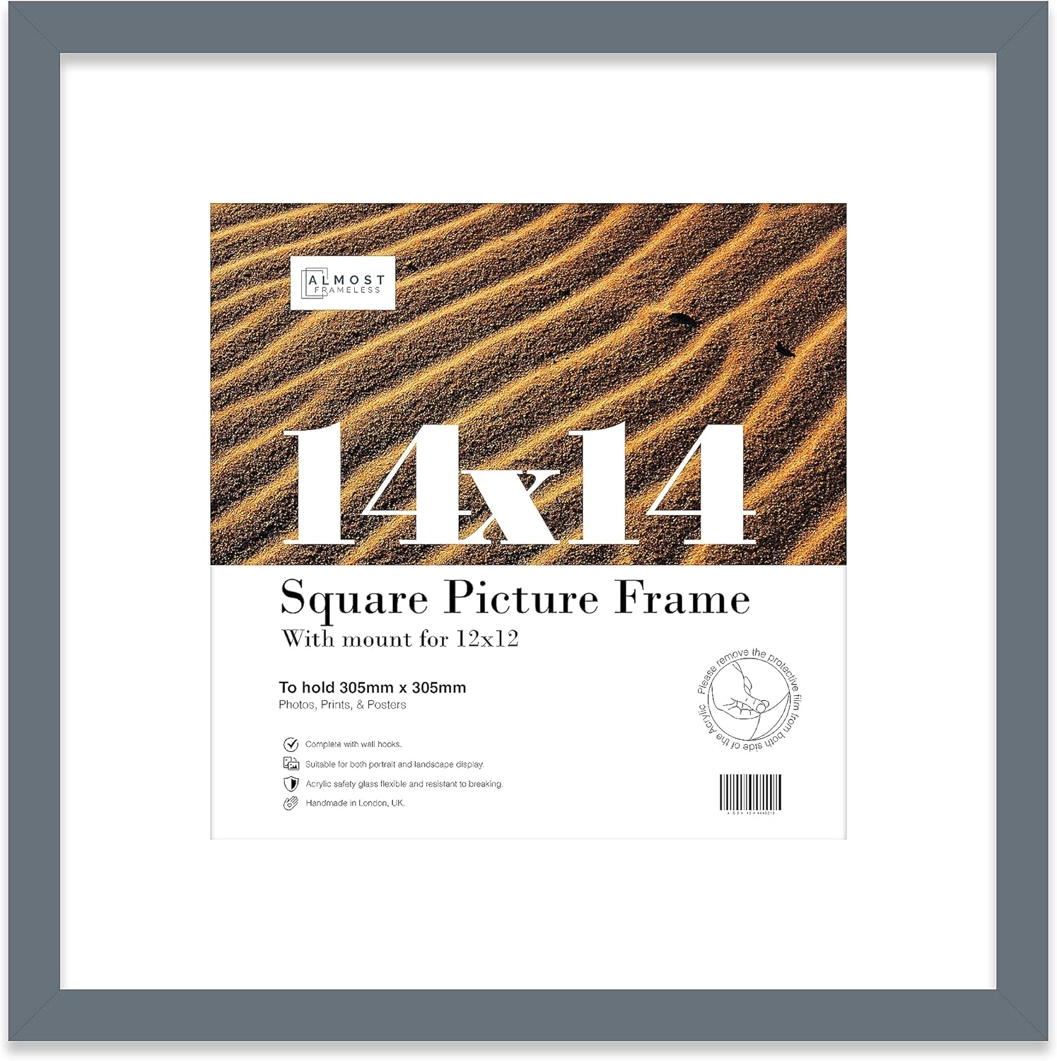 Almost Frameless 14x14 Picture Frame, Display Pictures 12x12 With Mat ...