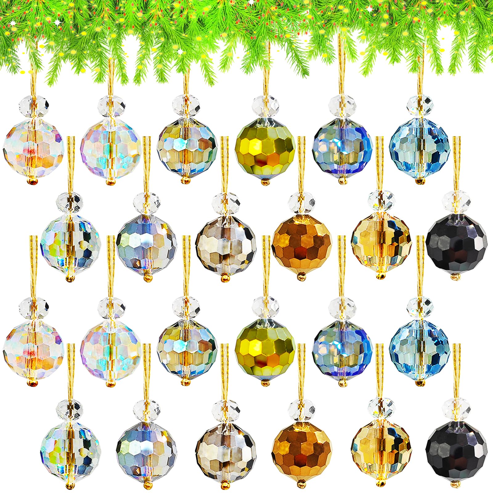 Amazon.com: 24 Pcs Crystal Glass Christmas Balls Ornaments,Mini ...