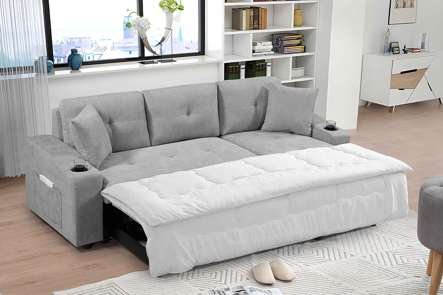 Amazon.com: ATY Sof Convertible Sectional Sofa with Pull-Out Bed and ...