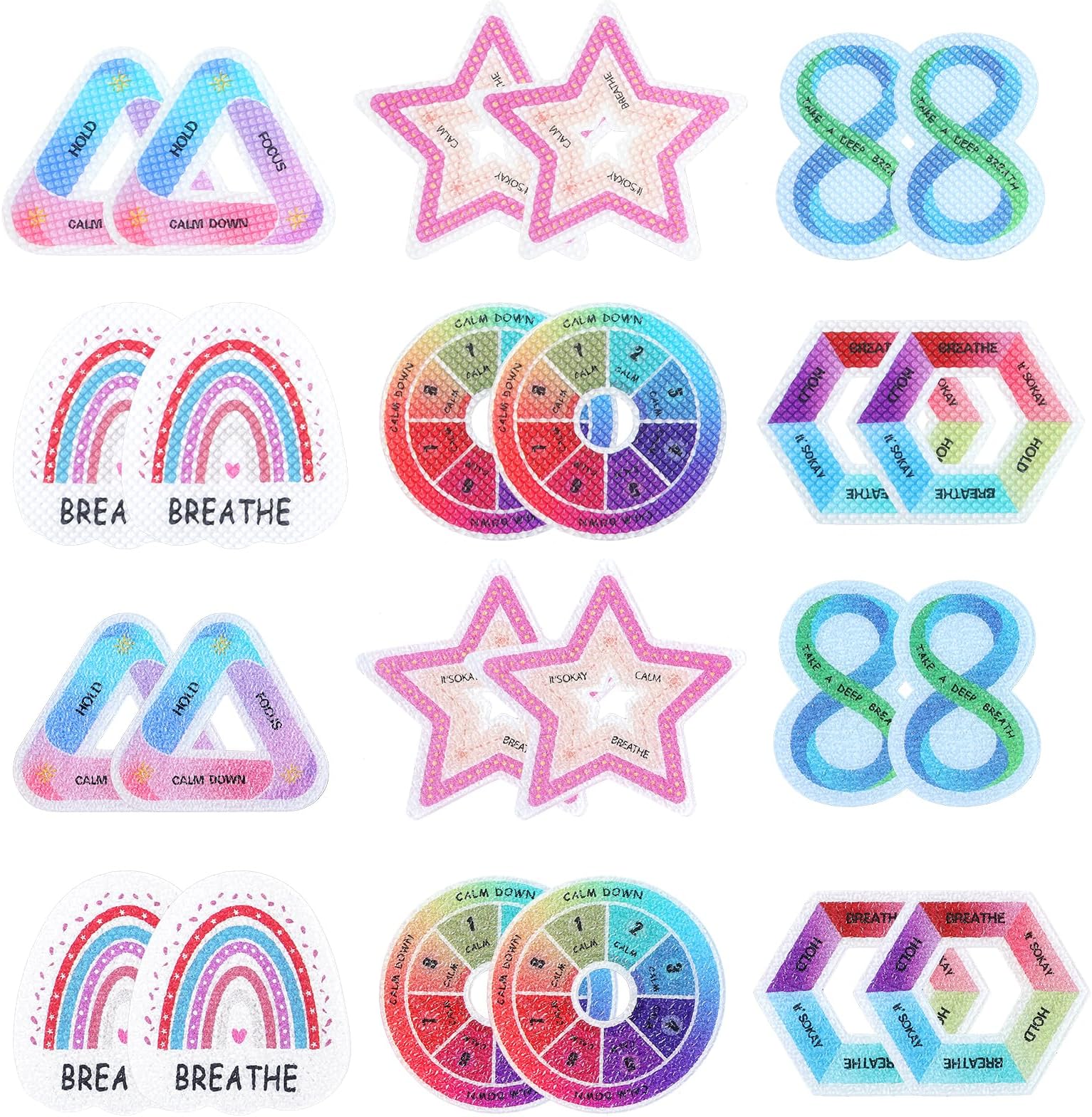 Amazon.com : PEOVLVN 24 Pieces Anxiety Sensory Stickers, 2 Textured ...