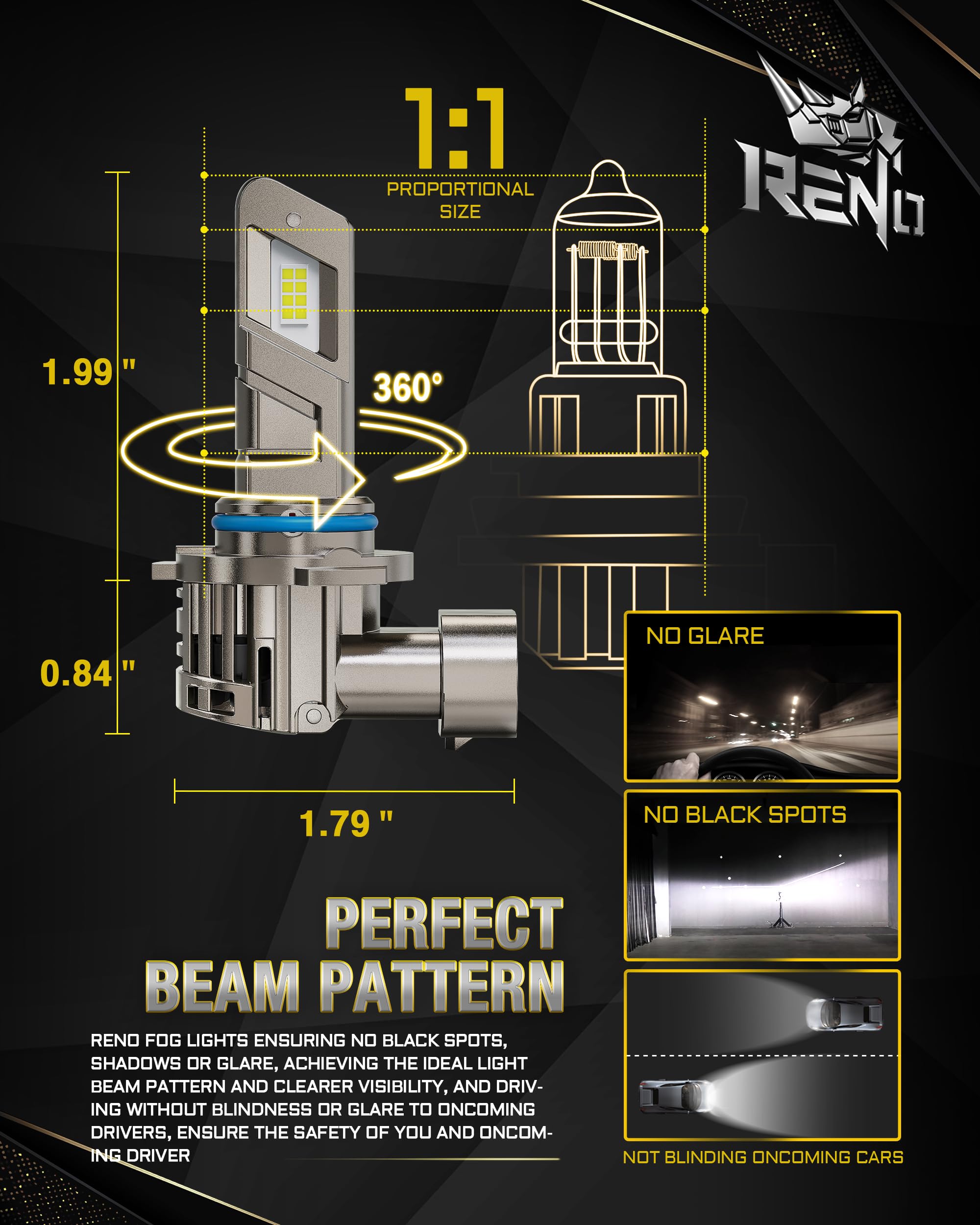 Snapklik.com : RENO 9012 Bulb, 9012 Fog Light Bulbs, Real 1:1 Mini Size ...