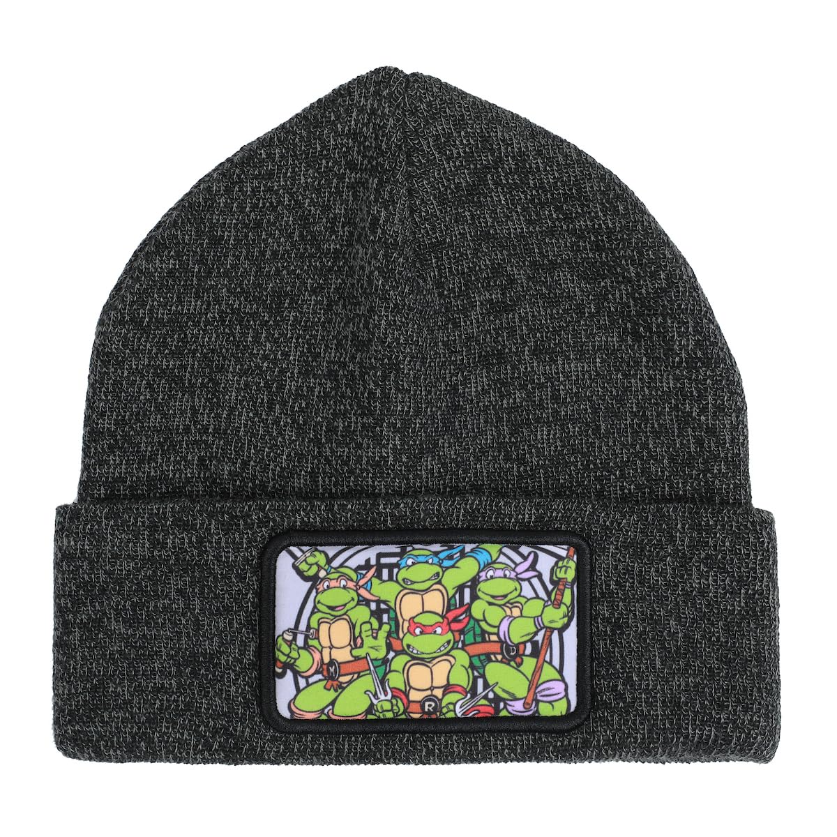 Bioworld TMNT Dark Heather Grey Beanie with Sewer Screen Grab Patch at ...