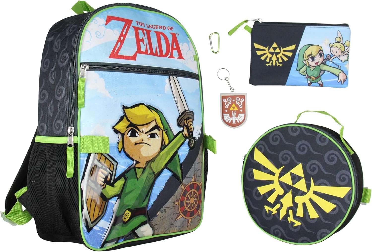Amazon.com | Bioworld Legend of Zelda 5 Pc 16" Backpack Lunch Box Set ...