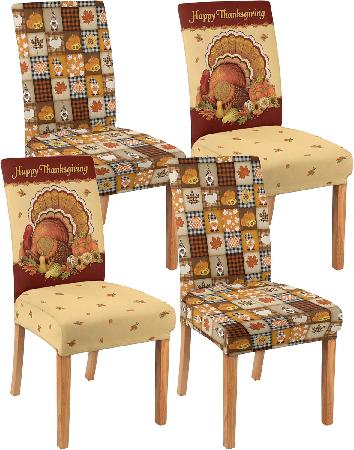 Amazon.com: Thanksgiving Dining Chair Covers Set of 4, Turkey Parsons ...