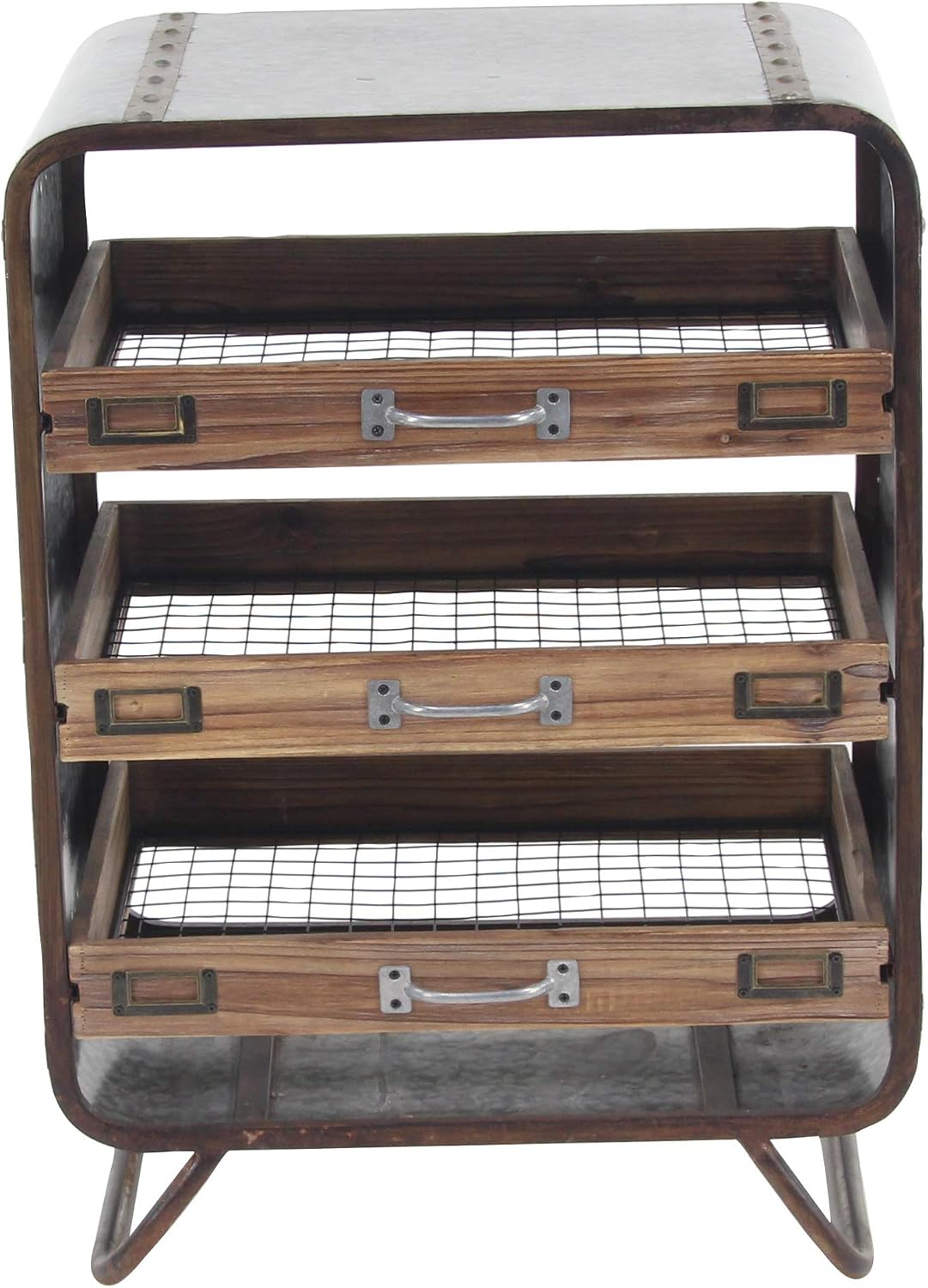 Deco 79 Industrial Open-Style Tray Chest, 14" W x 26" H, Brown, Gray ...