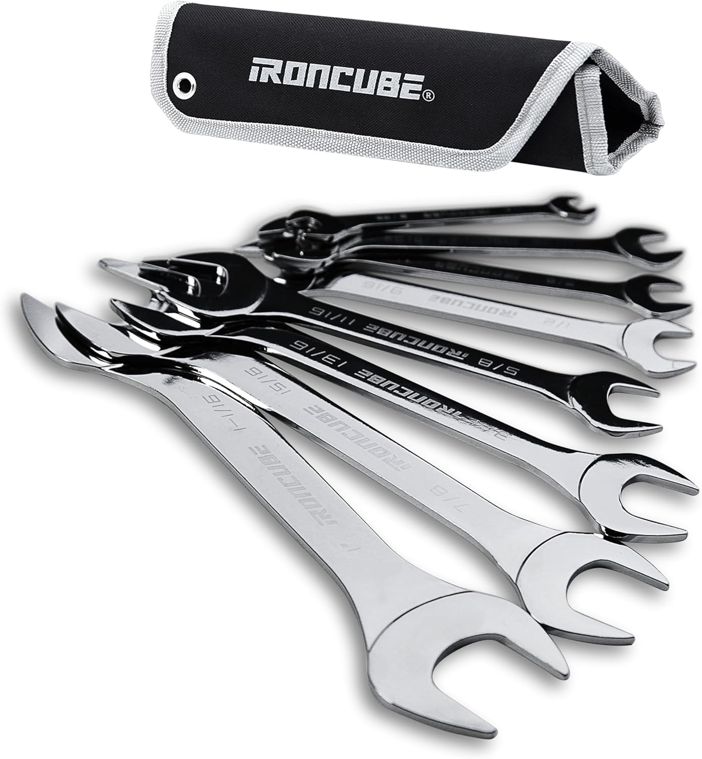ironcube Super Thin Wrench Set, 8-Piece, SAE, 1/4 to 1-1/16, Double ...