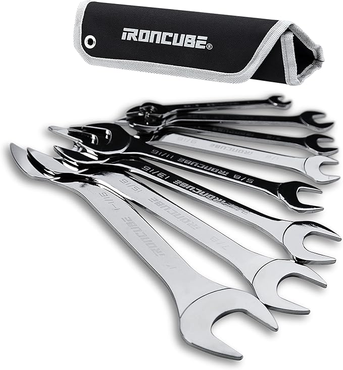 ironcube Super Thin Wrench Set, 8-Piece, SAE, 1/4 to 1-1/16, Double ...