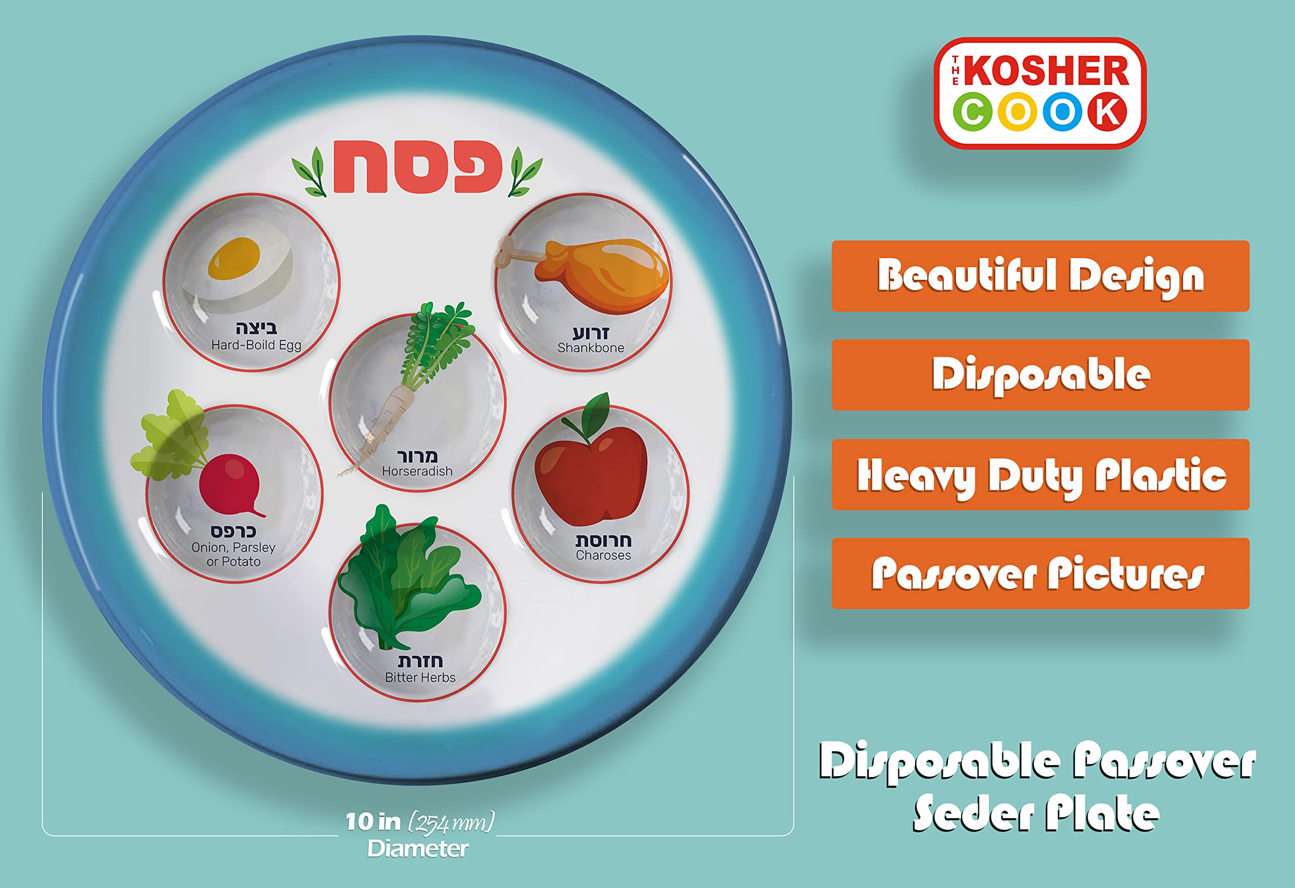 Snapklik.com : The Kosher Cook Disposable Passover Seder Plate - Pack Of 24