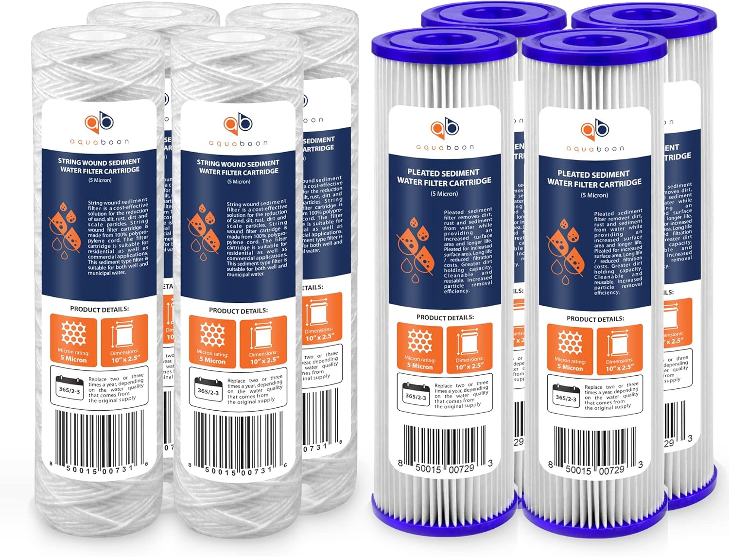 Amazon.com: Aquaboon 4-Pack 5 Micron String Wound Water Filter ...