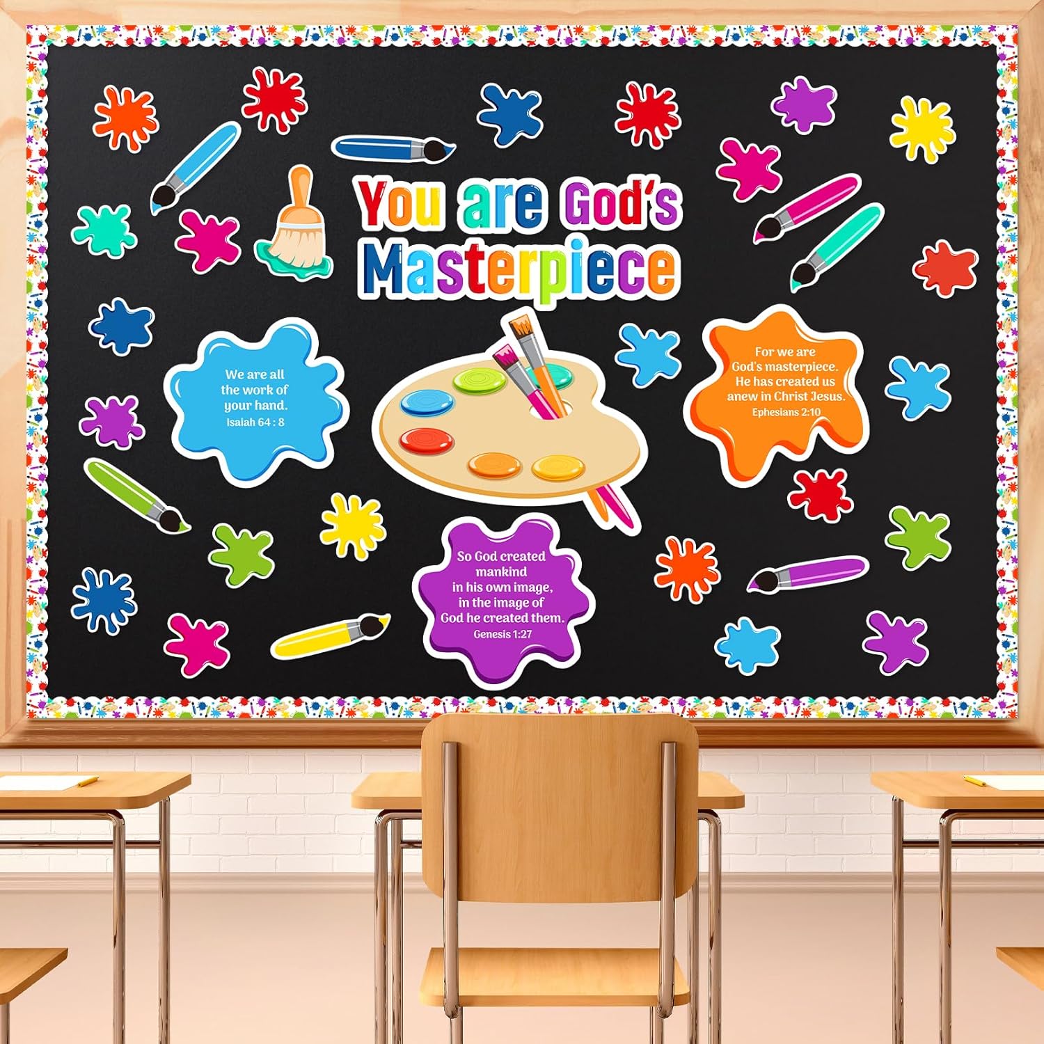 Amazon.com: God Paint Splatter Religious Bulletin Board Set Christian ...
