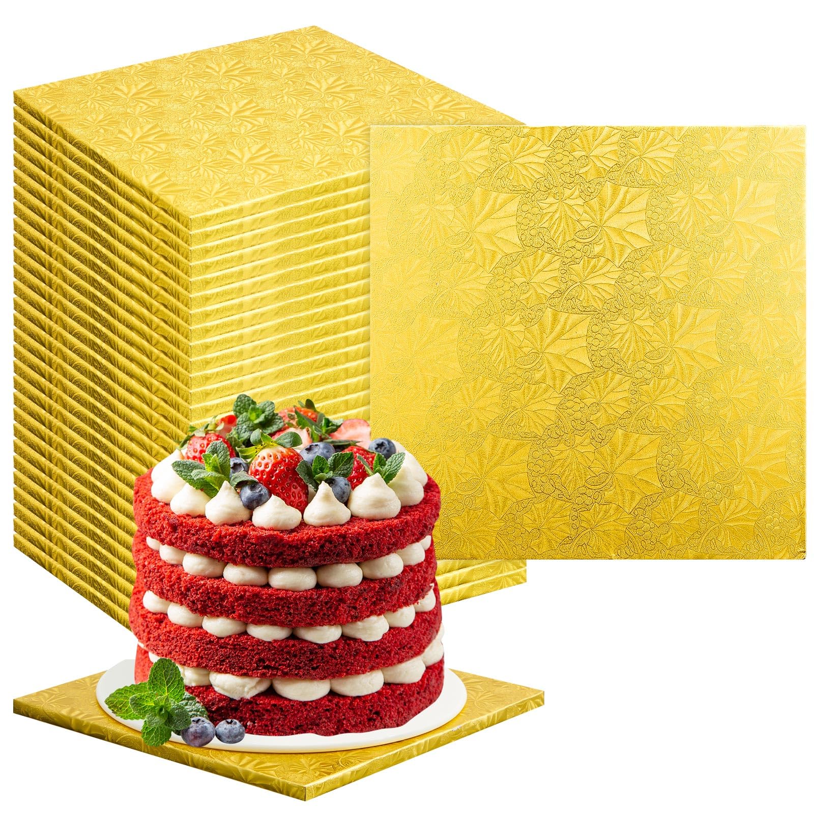 36 Pcs Square Cake Boards, 1/2 Inch Thick Foil Covered Cake Base ...