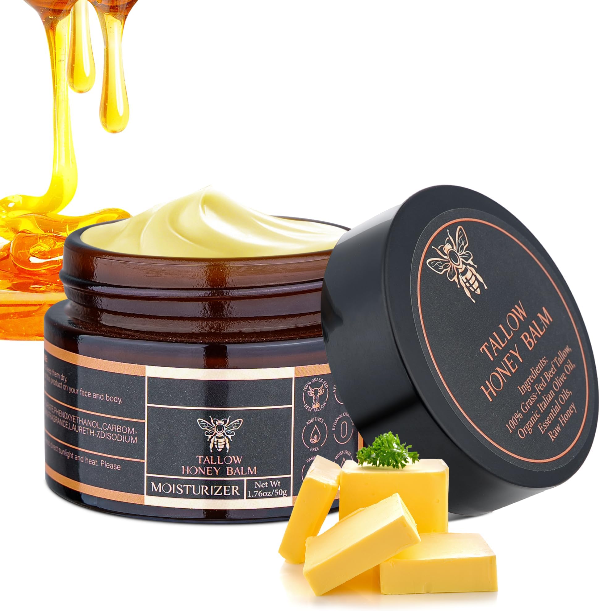 Amazon.com : VRAIKO Tallow Honey Balm, Grass-Fed Beef Tallow Raw Honey ...