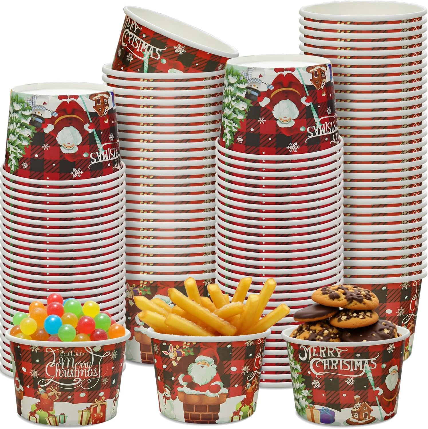 Amazon.com: Hegbolke 50 Pcs Christmas Snack Bowls Christmas Treat Snack ...