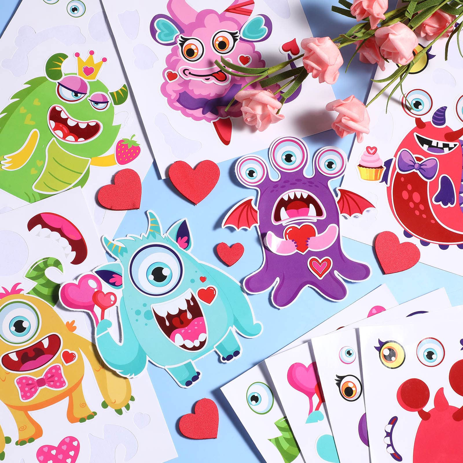 Snapklik.com : 24 Sets Valentines Day Craft Kits Face Stickers For Kids ...