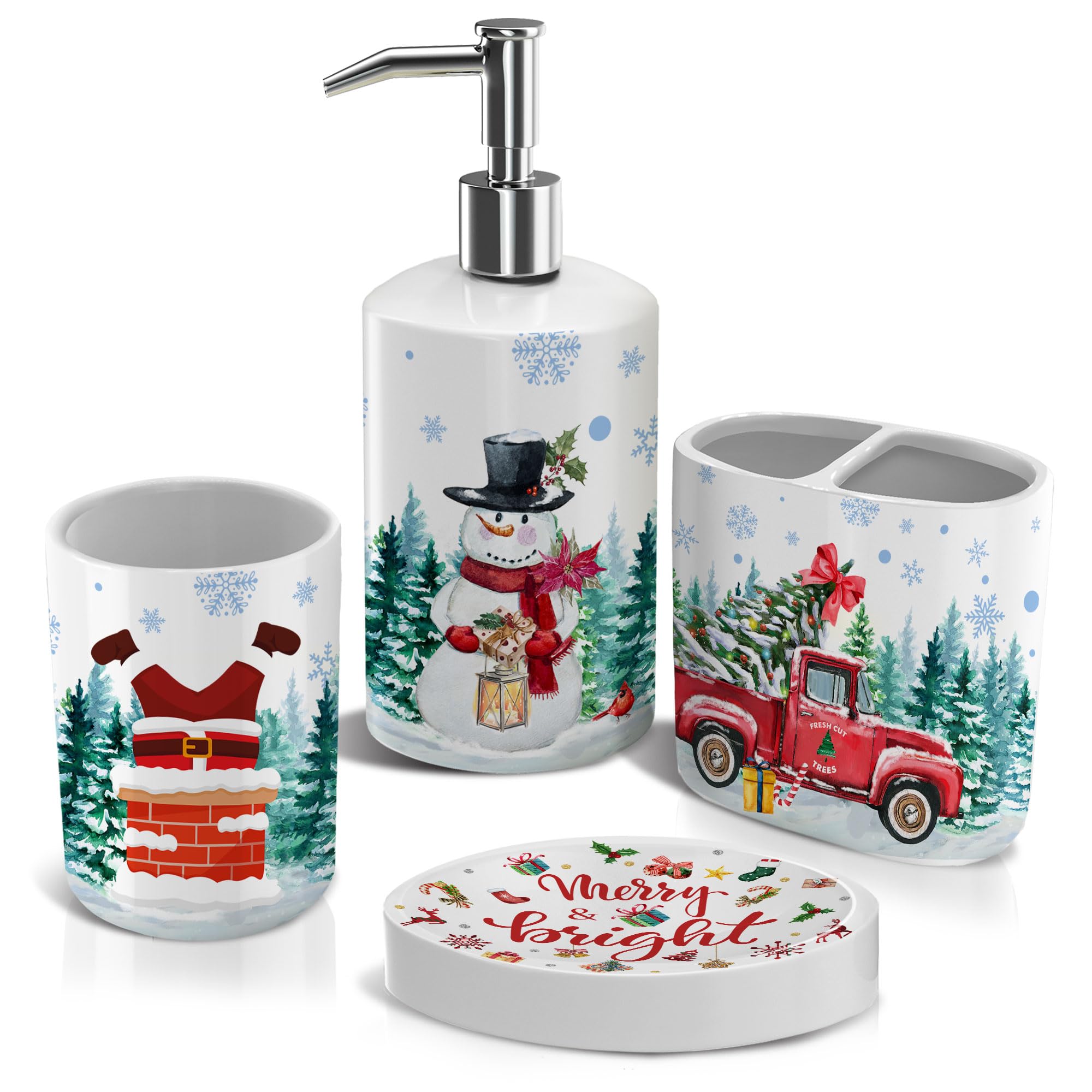 Amazon.com - Christmas Bathroom Accessory Sets of 4, Christmas Bathroom ...