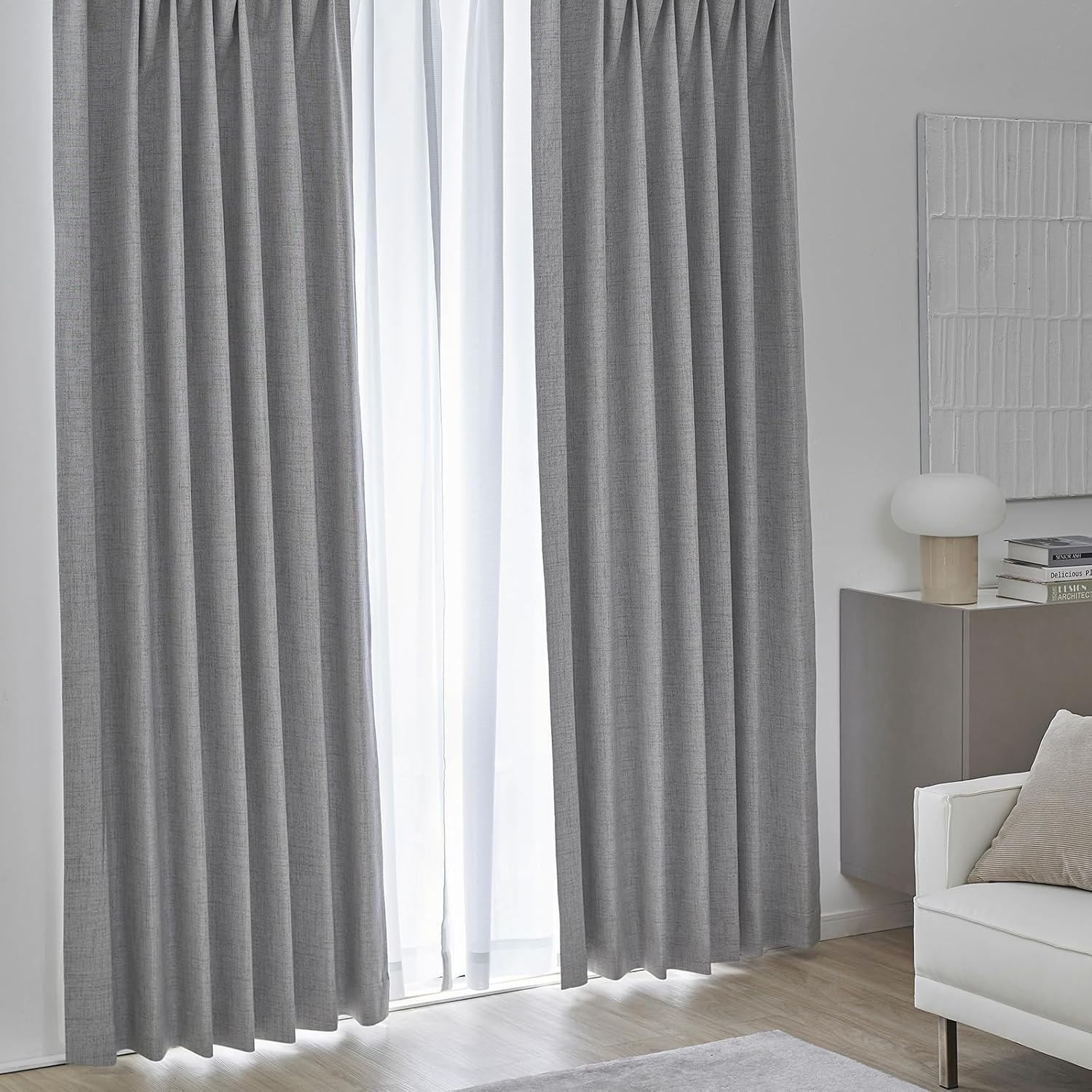 Amazon｜LOWYA ロウヤ カーテン 2枚セット 遮光 遮音 レース タッセル おしゃれ 1級遮光カーテン 完全遮光 幅125×丈210cm ライトグレー｜カーテン オンライン通販