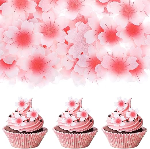 Amazon.com: 100 Pcs Edible Flower Cupcake Toppers Edible Cherry Blossom ...
