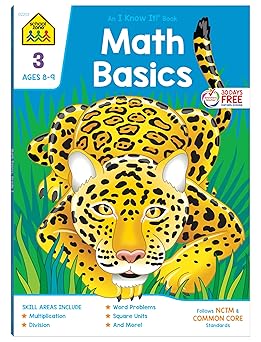 School Zone Math Basics 3 Workbook: 64 Pages, 3rd Grade, Multiplication ...