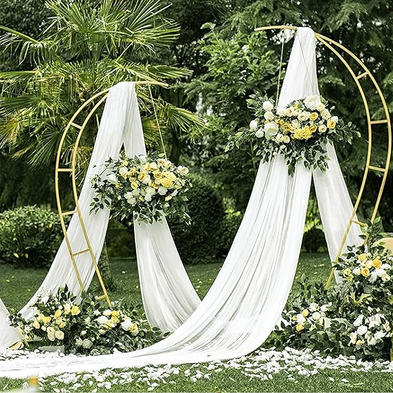 Amazon.com: OurWarm Wedding Arch Draping Fabric 2 Panel Iridescent ...