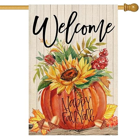 Amazon.com : Morigins Autumn Pumpkin Double Sided Decorative Welcome ...