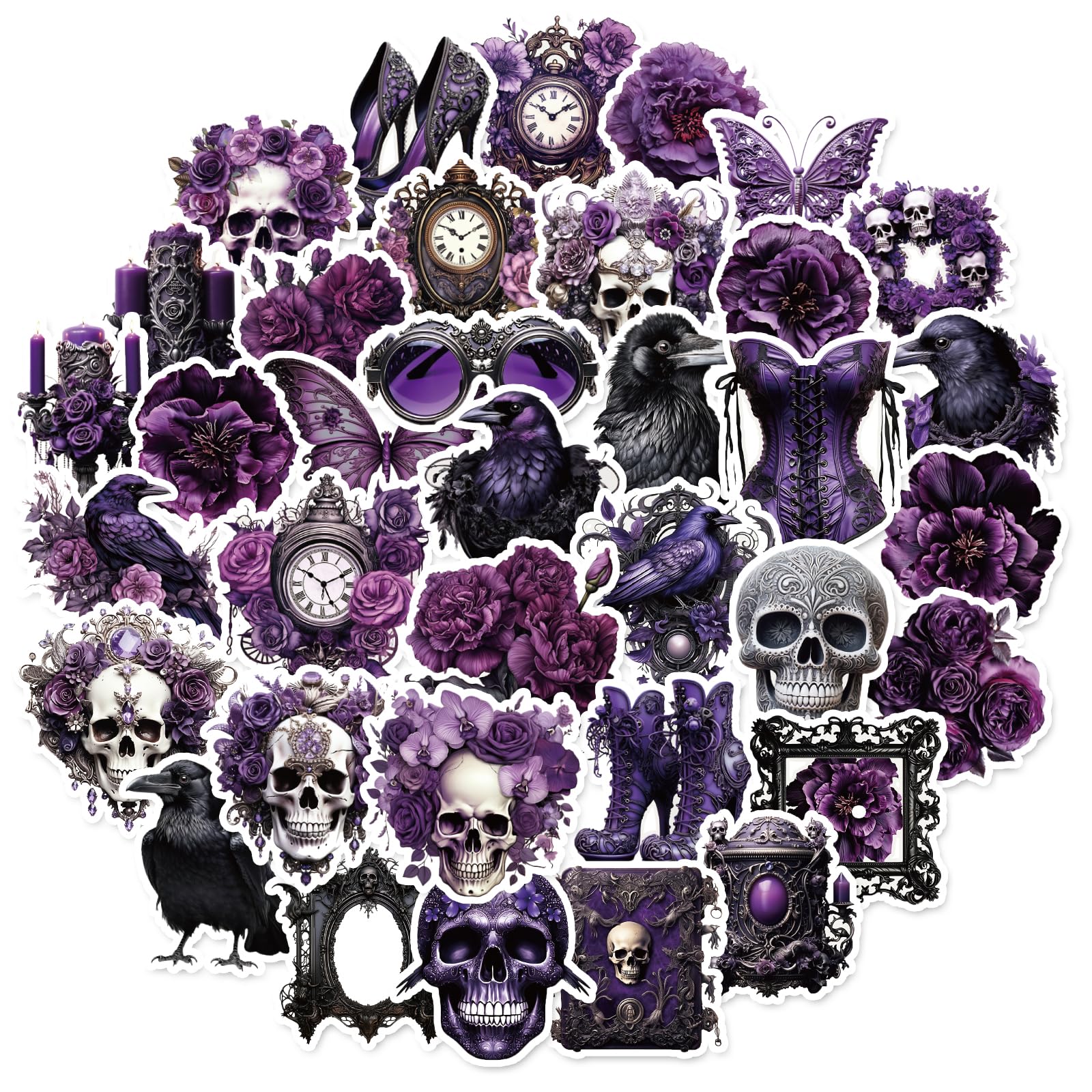 Amazon.com: Cool Purple Goth Rose Stickers Decals. Horror Rose Skull ...