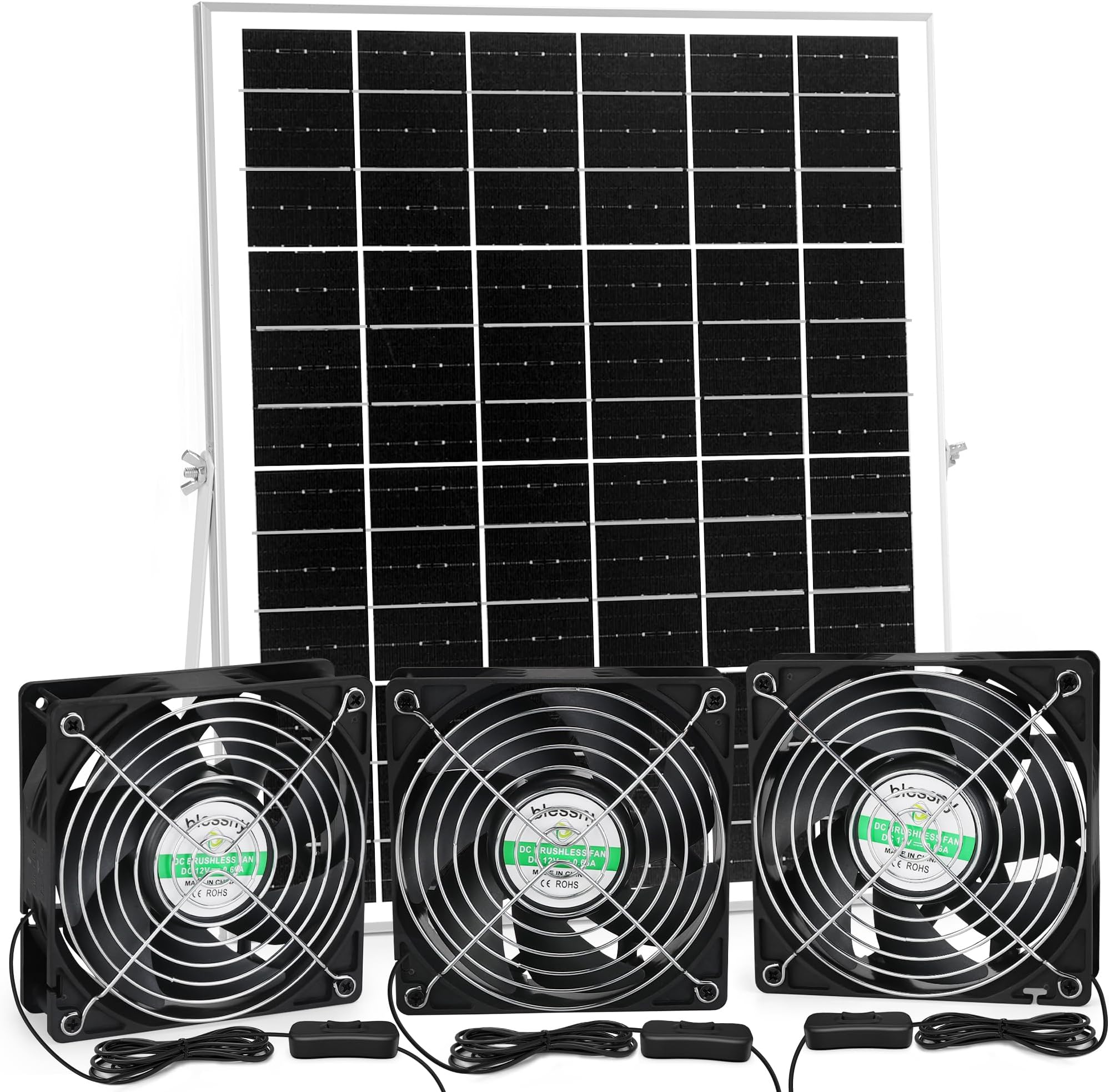 Amazon.com: YEMOO Solar Powered Fan, 20W Solar Panel with 2 High Speed ...