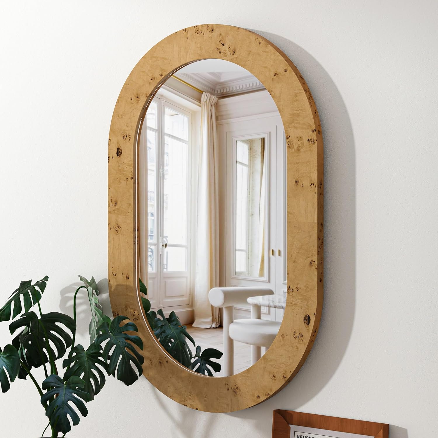 Amazon.com: SHYFOY Oval Wall Mirror, 23.6x35.4 Burlwood Accent Mirrors ...