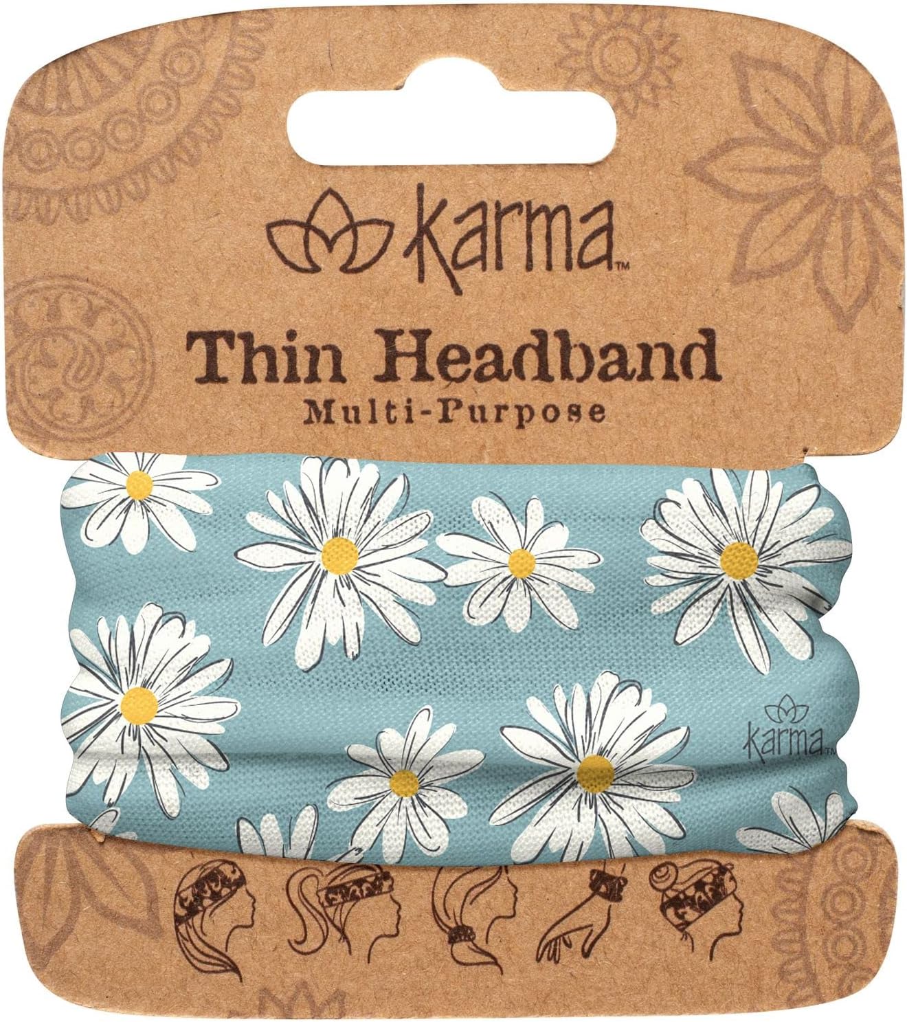 Amazon.com: Karma Blue Daisy Headband for Women - Thin - Fabric ...