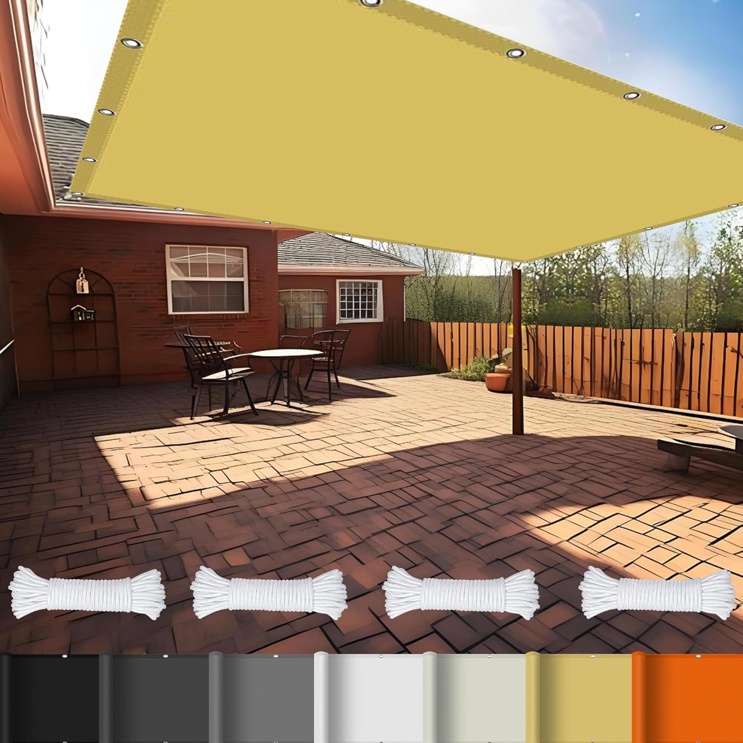 Rectangular Sun Sail, 2 x 2.5 m, Tear-Resistant, UV Protection, Made to ...