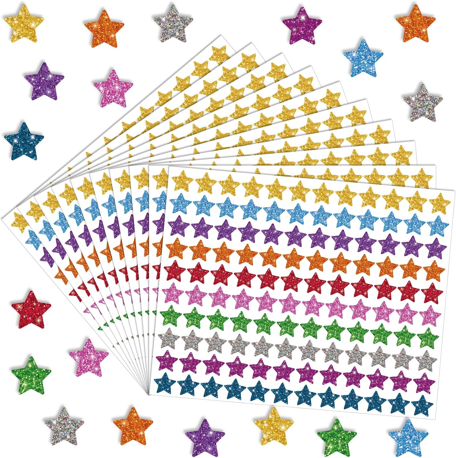 Amazon.com: Lincia 1200 Pcs Star Glitter Stickers Sparkly Small ...