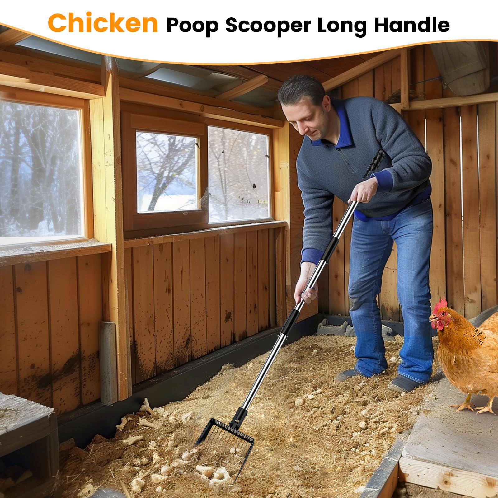 Snapklik.com : Long Handle Chicken Poop Scooper, Detachable Stainless ...