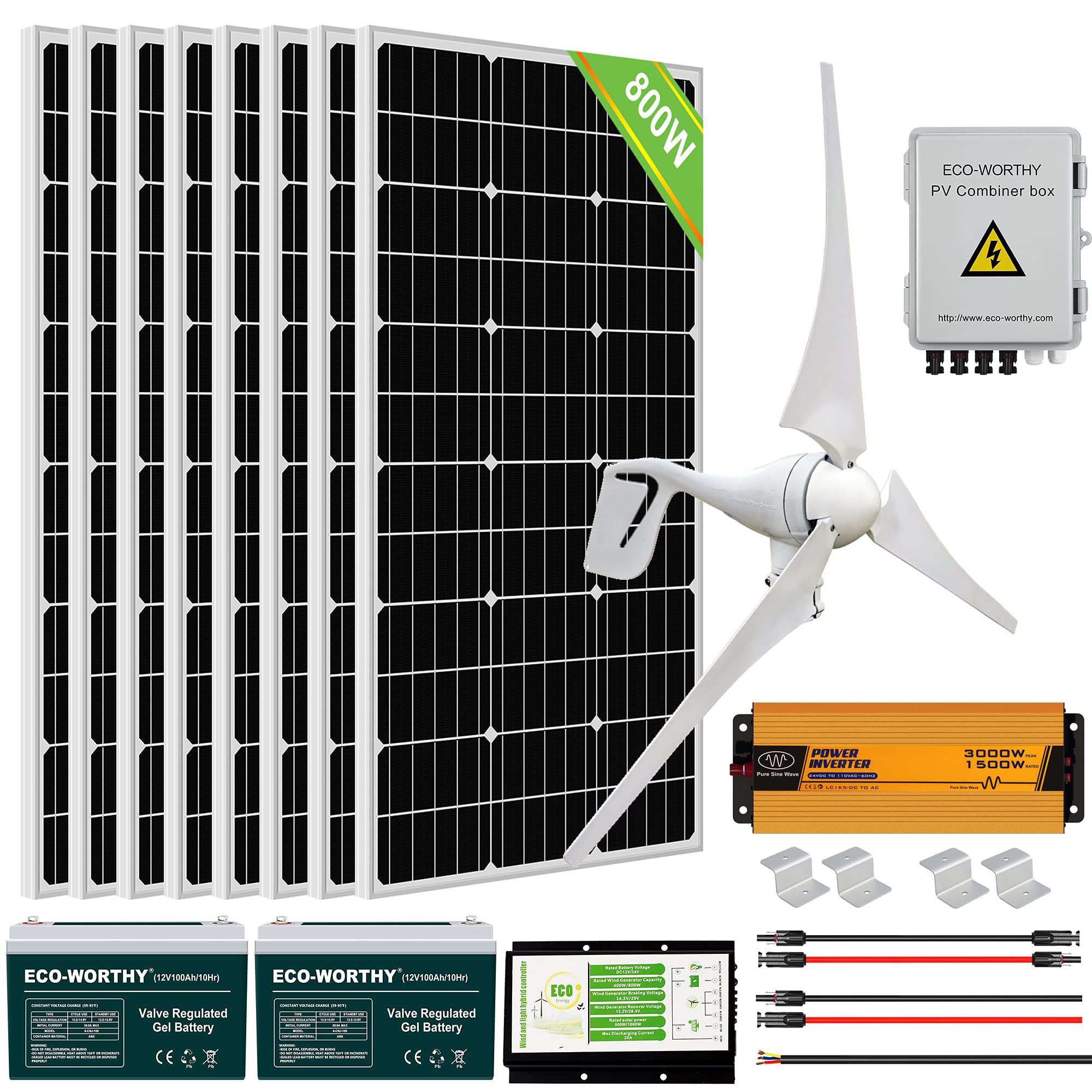 Buy ECO-WORTHY 1200W Solar Wind Complete KIT: 1pc 400W Wind Turbine ...