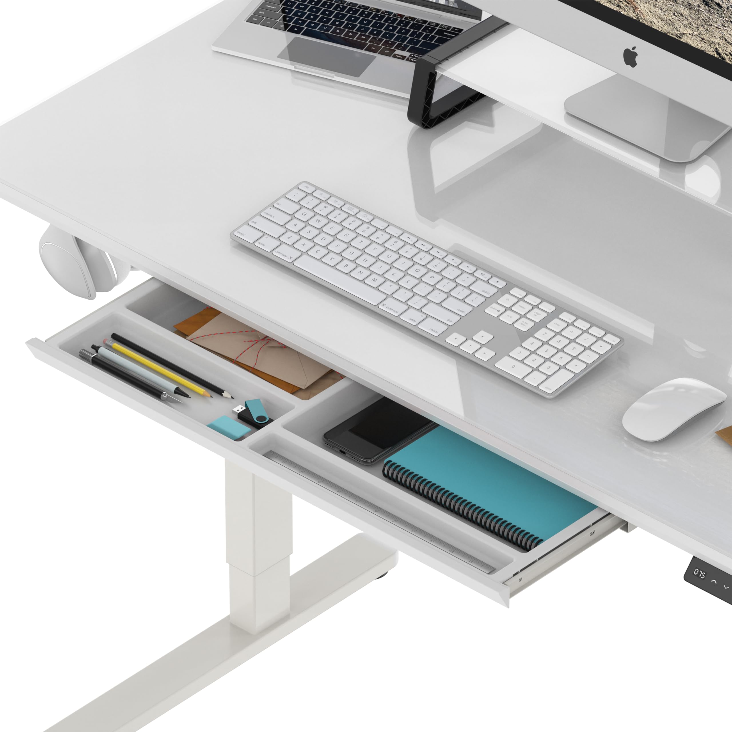 Snapklik.com : SHW 48x24 Glass Electric Height Adjustable Standing Desk ...