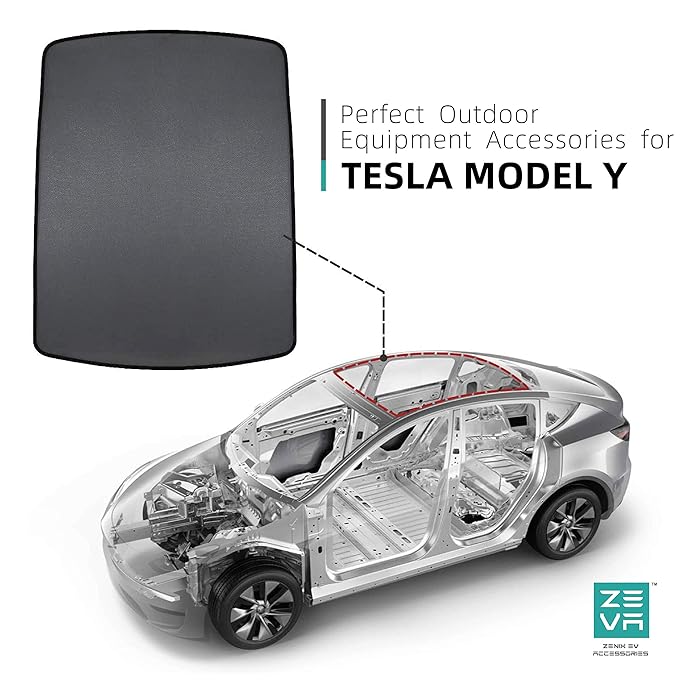 Buy ZENIX Tesla Model Y Glass Roof Sunshade,Premium Overhead Roof Mesh ...