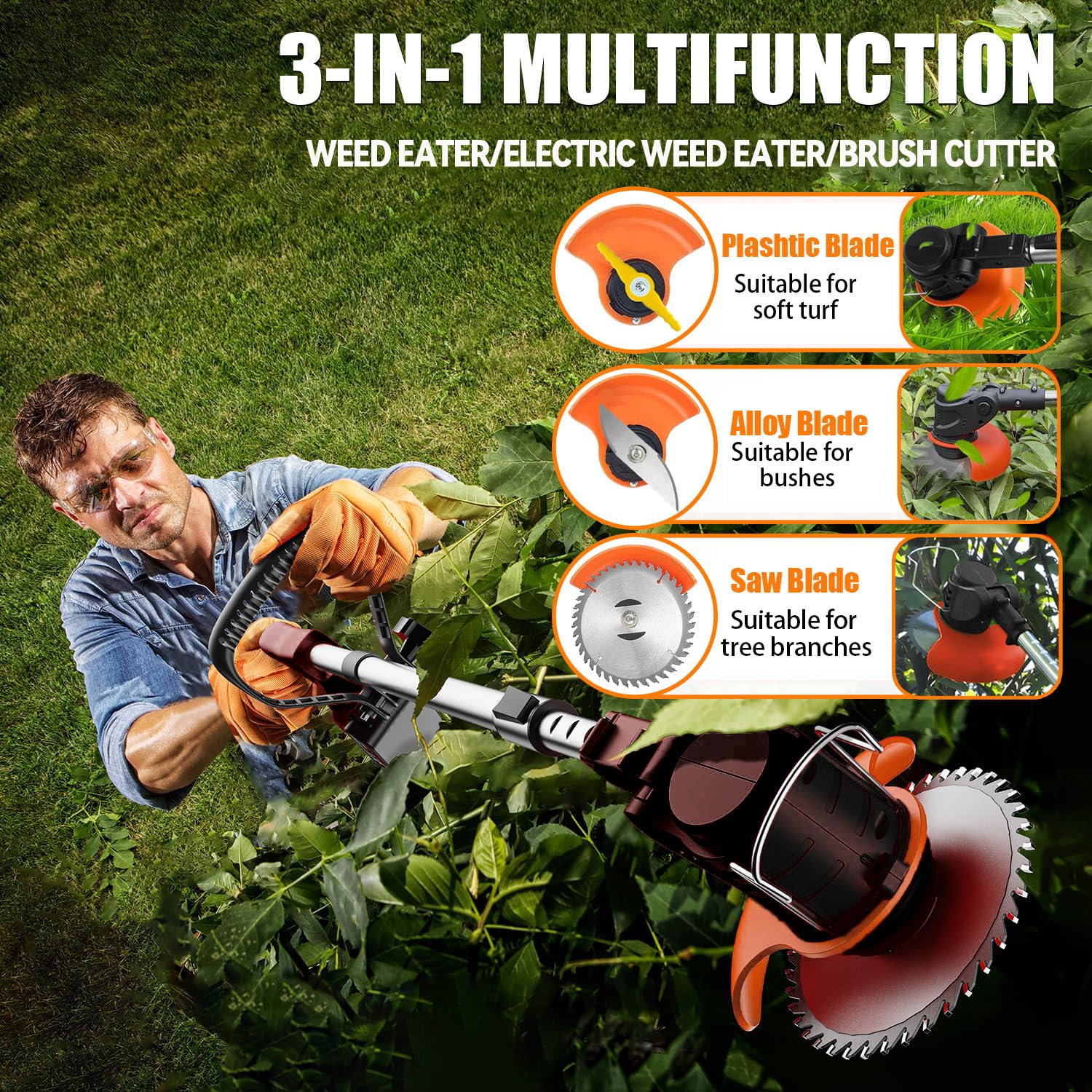 Gas String Cordless Wacker Electric Battery Powered Weed Eater ...