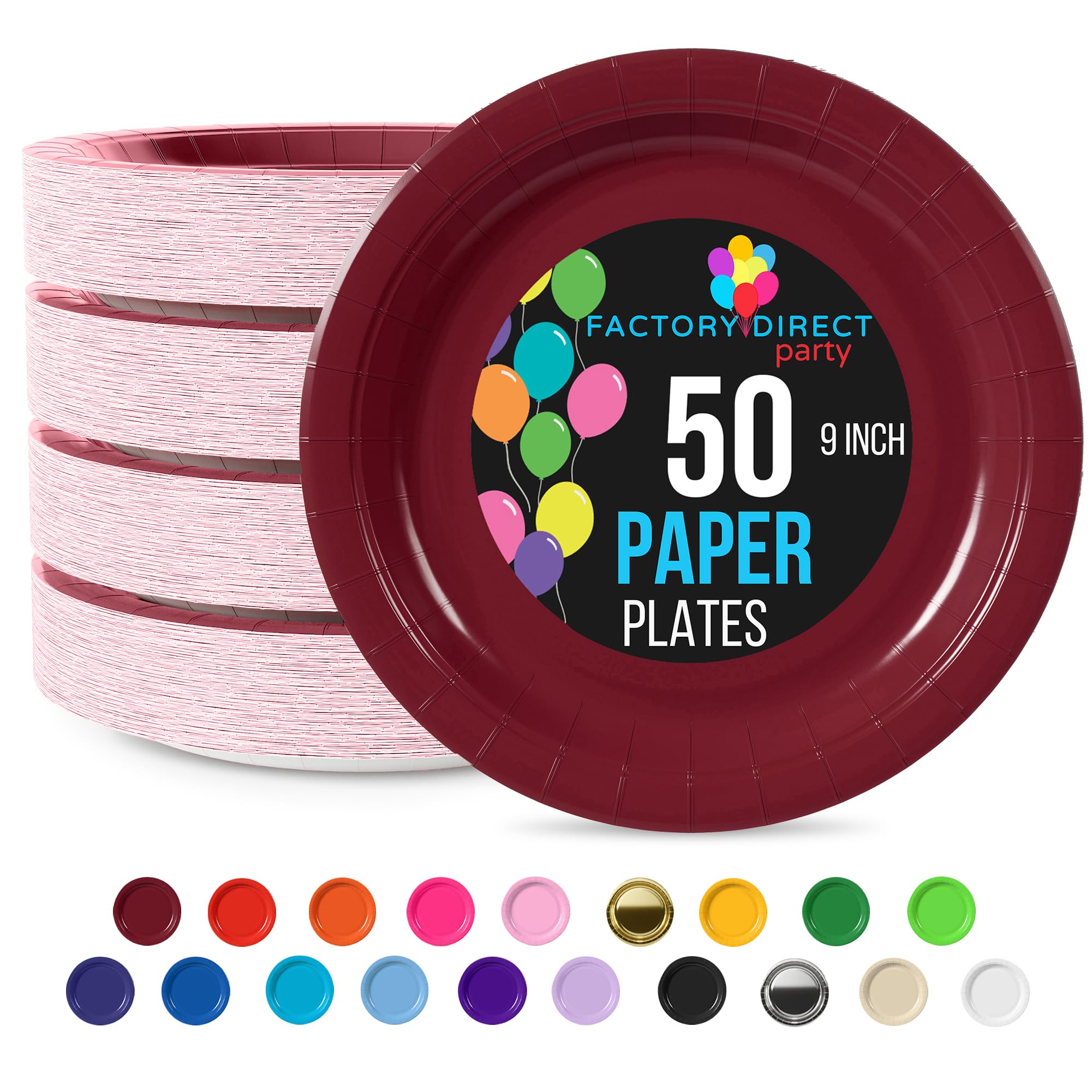 Amazon.com: Exquisite Burgundy Paper Plates 9 Inch Heavy Duty Paper ...