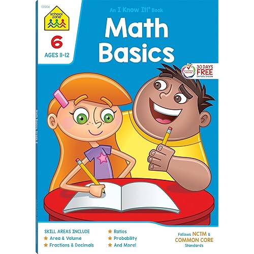 School Zone Math Basics 6 Workbook 64 Pages Ages 11 To 12 6th Grade Powers