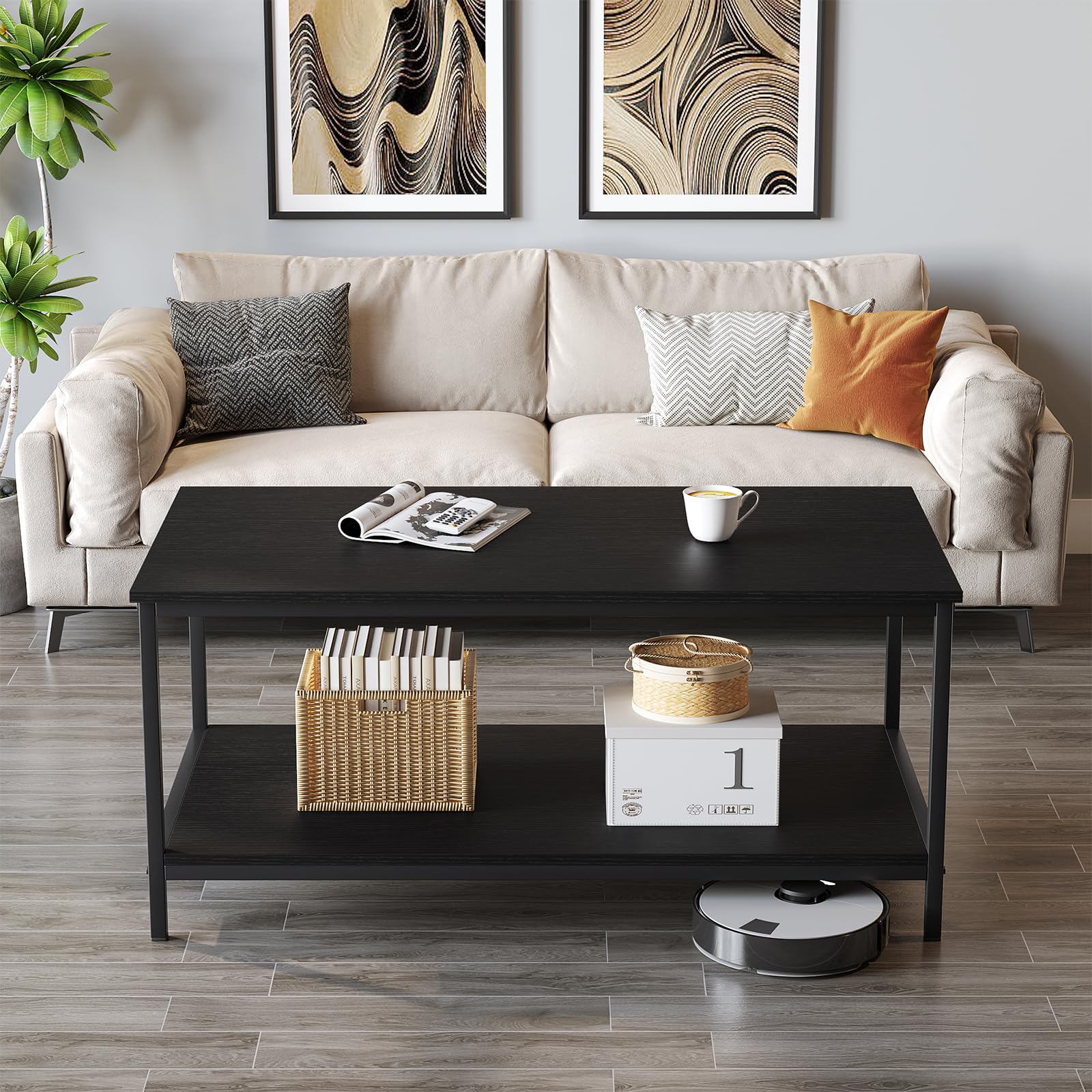 Snapklik.com : SAYGOER Black Coffee Table For Living Room Modern ...