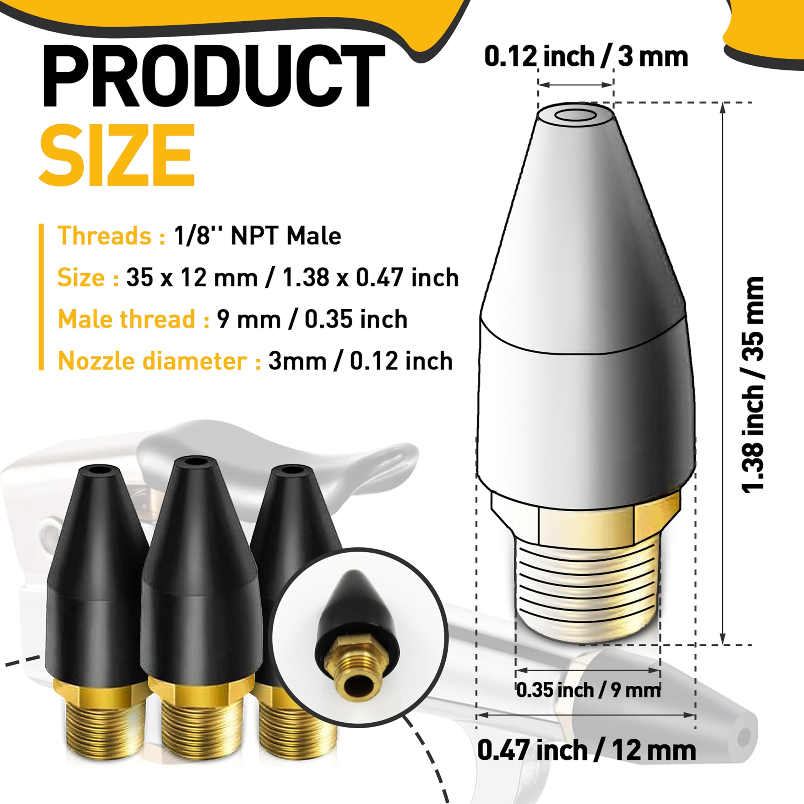 Snapklik.com : 3 Pcs Rubber Air Tool For Air Nozzle Tip, Blow Gun ...