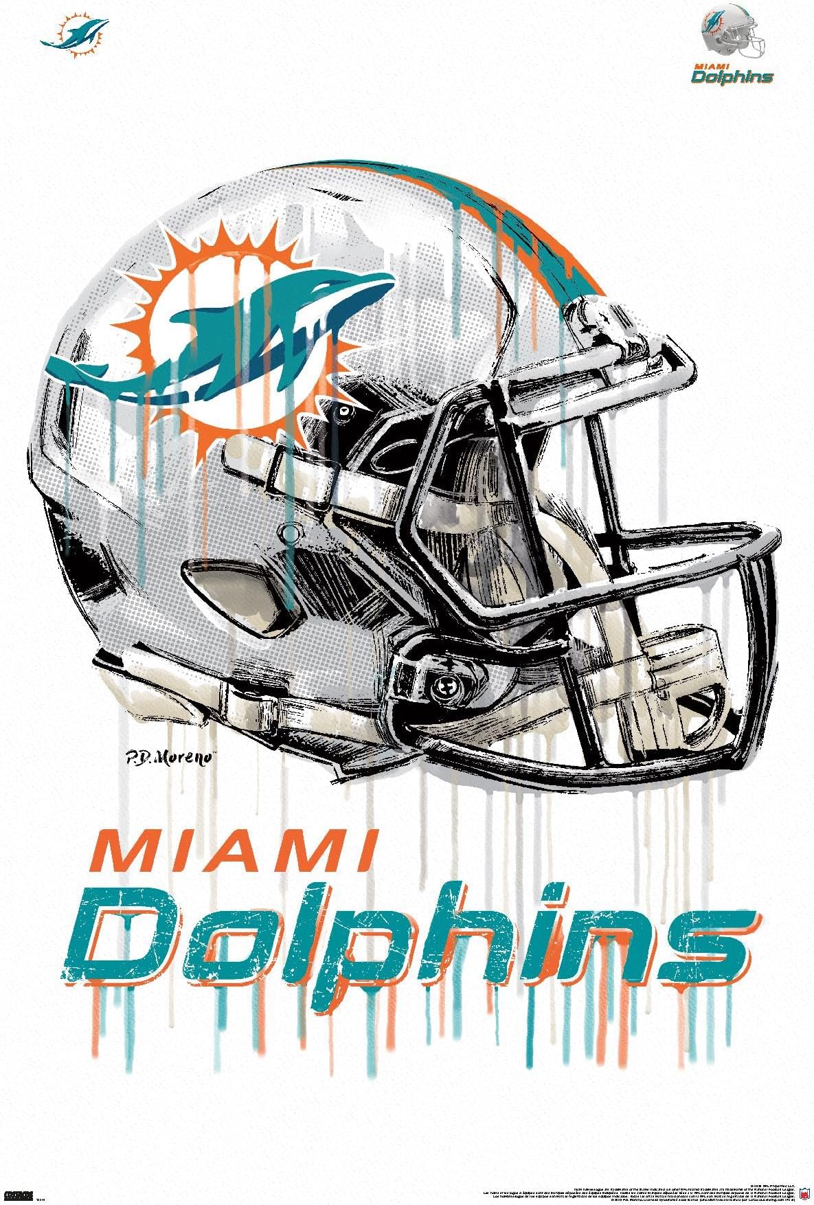 Amazon.com: Trends International NFL Miami Dolphins - Drip Helmet 20 ...