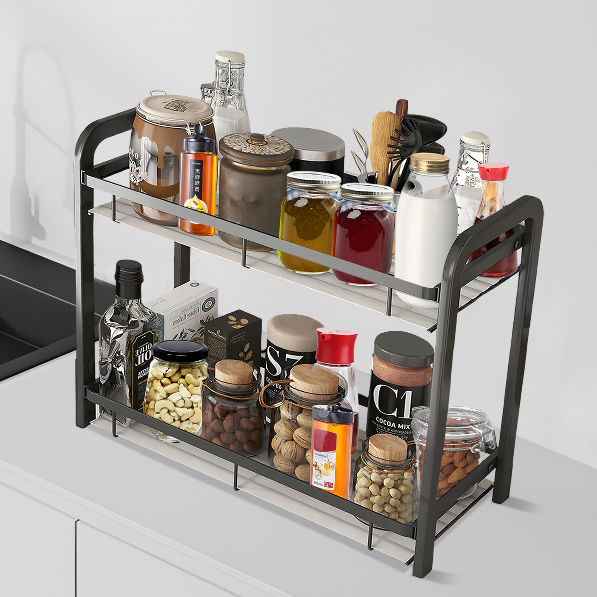 ABJA Stylish CounterTop Organizer, Metal Shelf Rack for Kitchen Storage ...