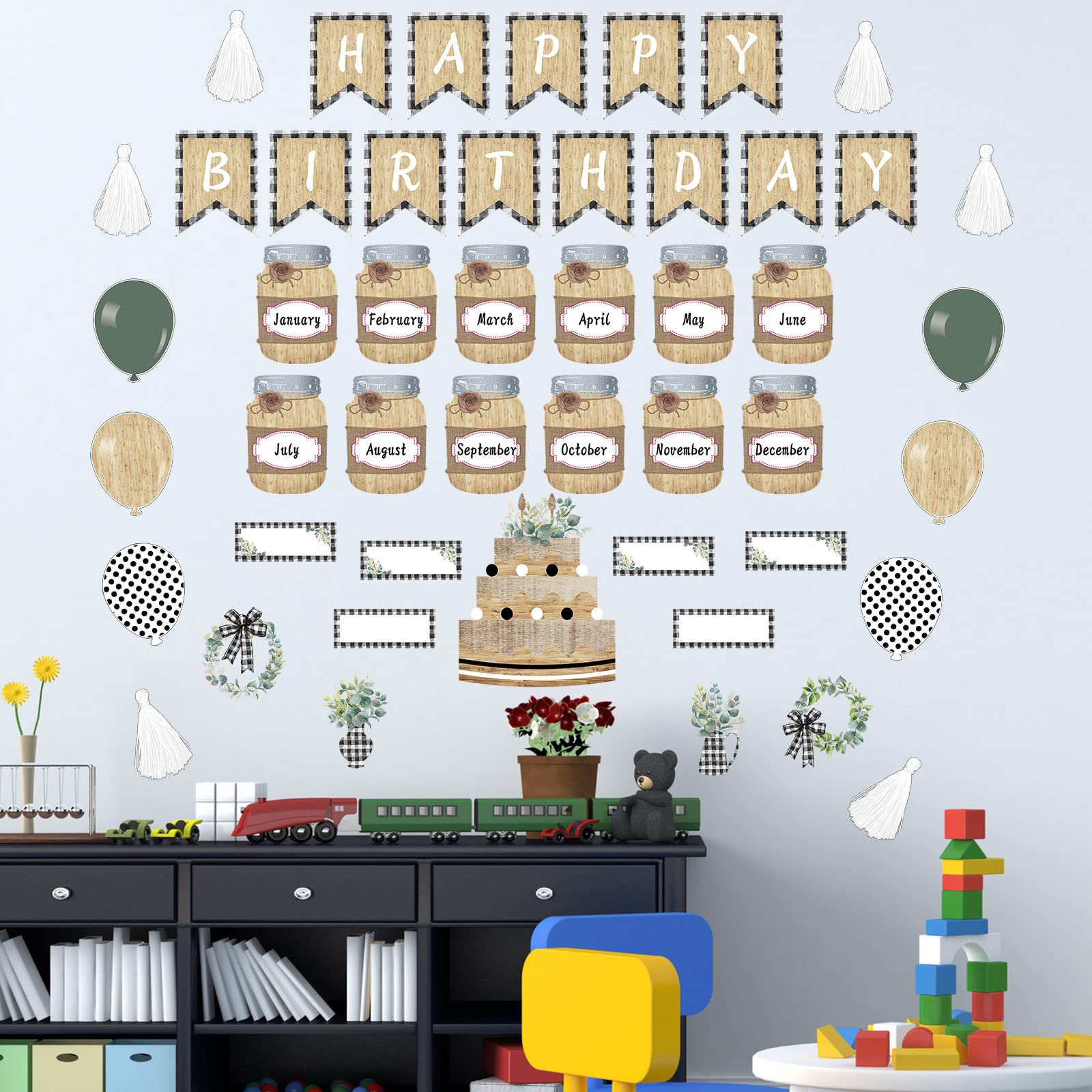 Snapklik.com : 80 Pcs Eucalyptus Farmhouse Classroom Board Decor ...