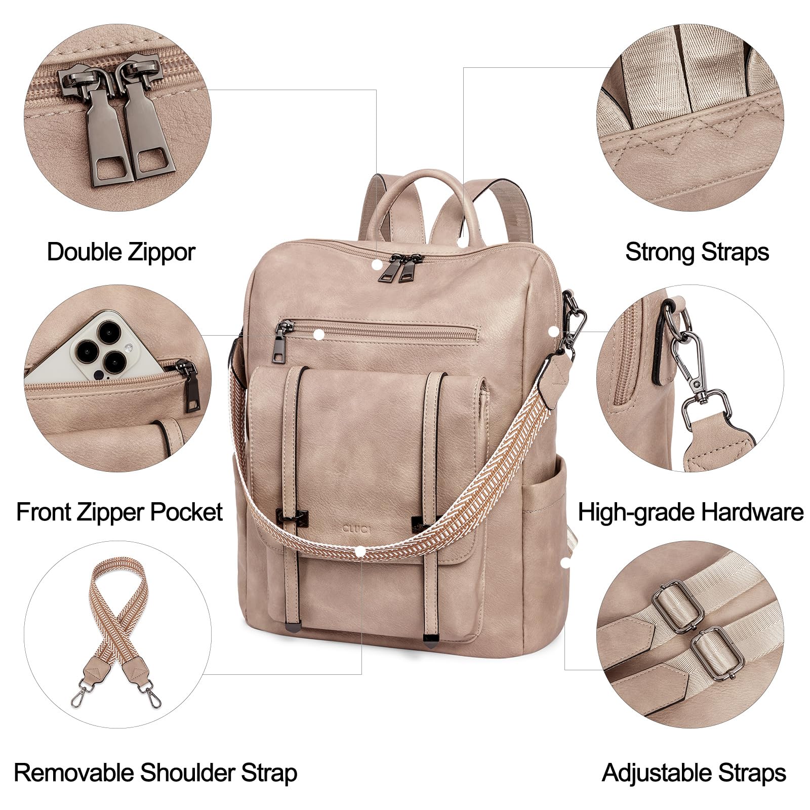 Snapklik.com : Backpack Purse For Women Leather Backpack Purse Travel ...