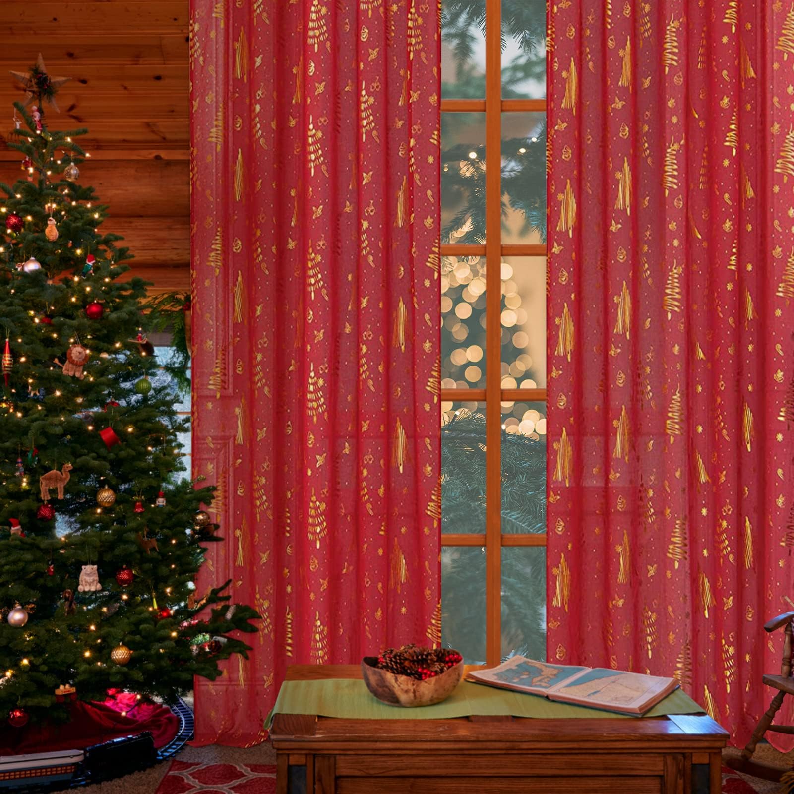 Amazon.com: Karseteli Christmas Sheer Curtains for Living Room, Luxury ...