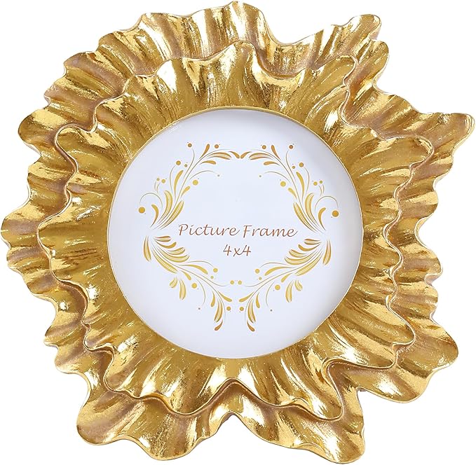 Amazon.com - Kangce Vintage Photo Frame 4x4 Antique Round Gold Picture ...
